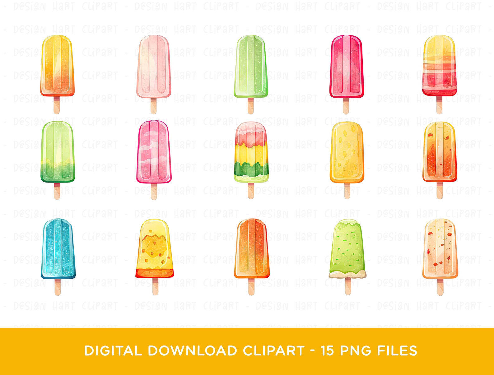 Popsicle Clipart Bundle, Rainbow Icy Poles PNG Commercial Use Colorful ...