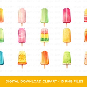 Popsicle Clipart Bundle, Rainbow Icy Poles PNG Commercial Use Colorful ...