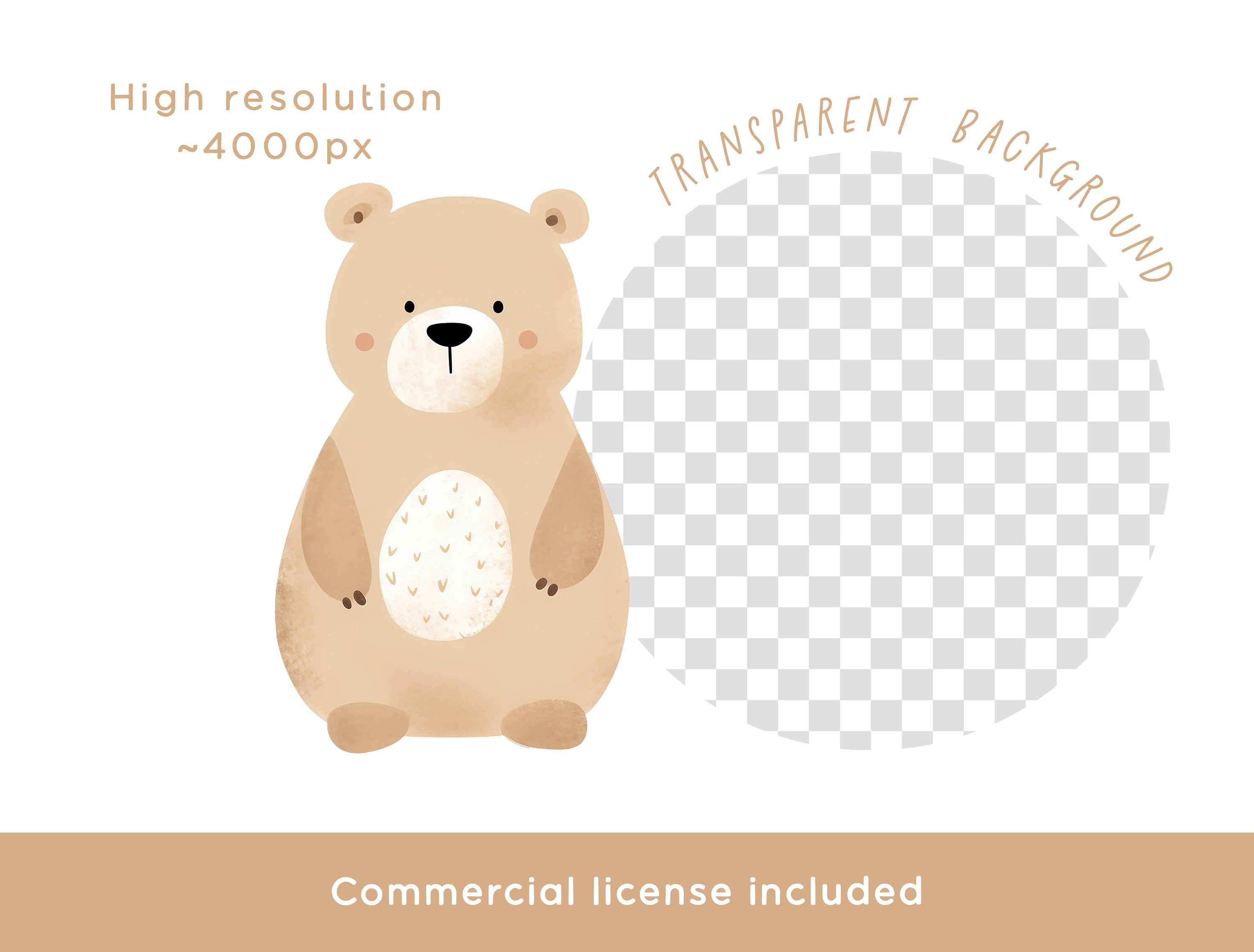 Boho Bear Clipart Bundle Set - Scandi Woodland Teddy Bear Watercolor ...