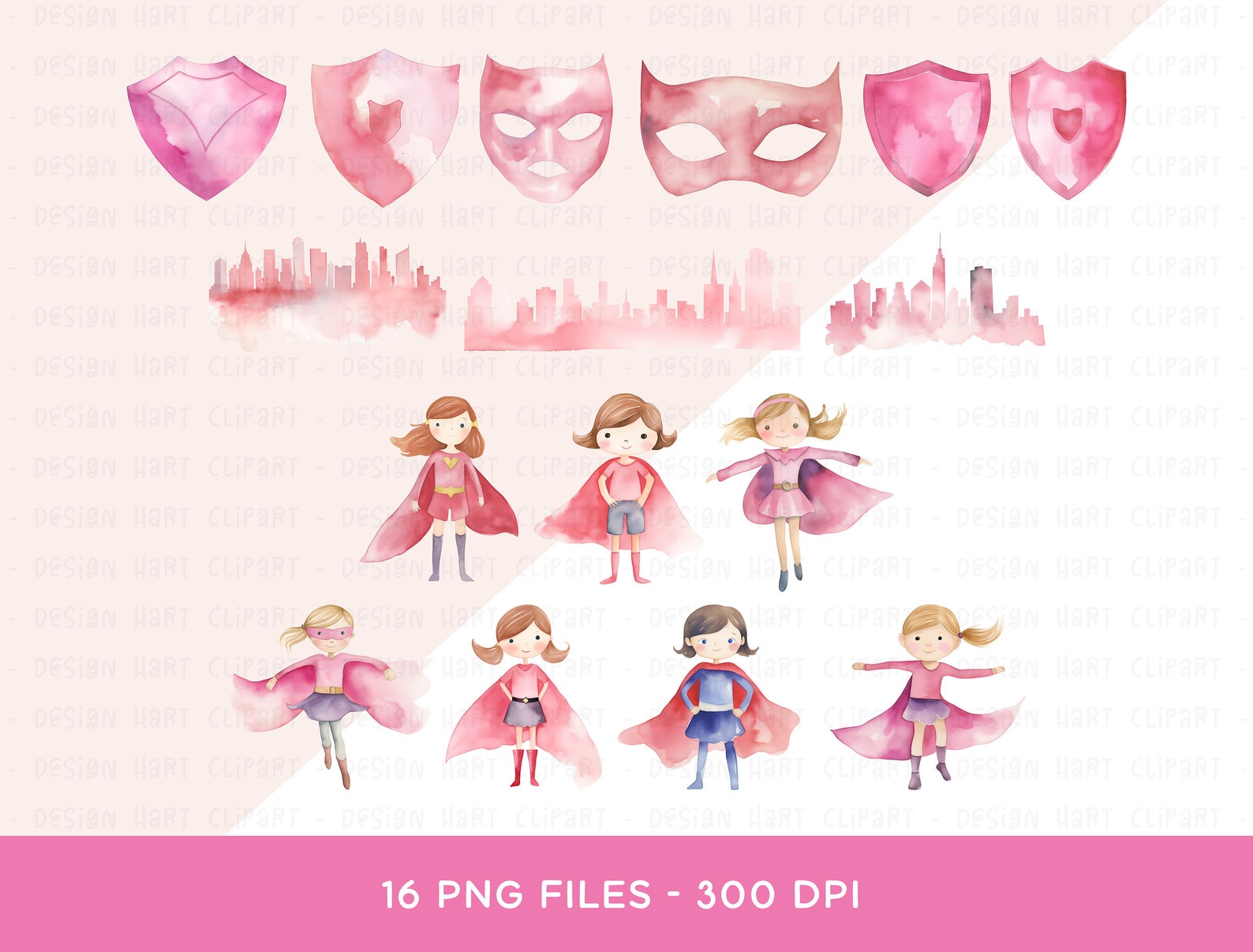 Superhero Clipart Bundle, Watercolor Superheroes PNG Sublimation ...