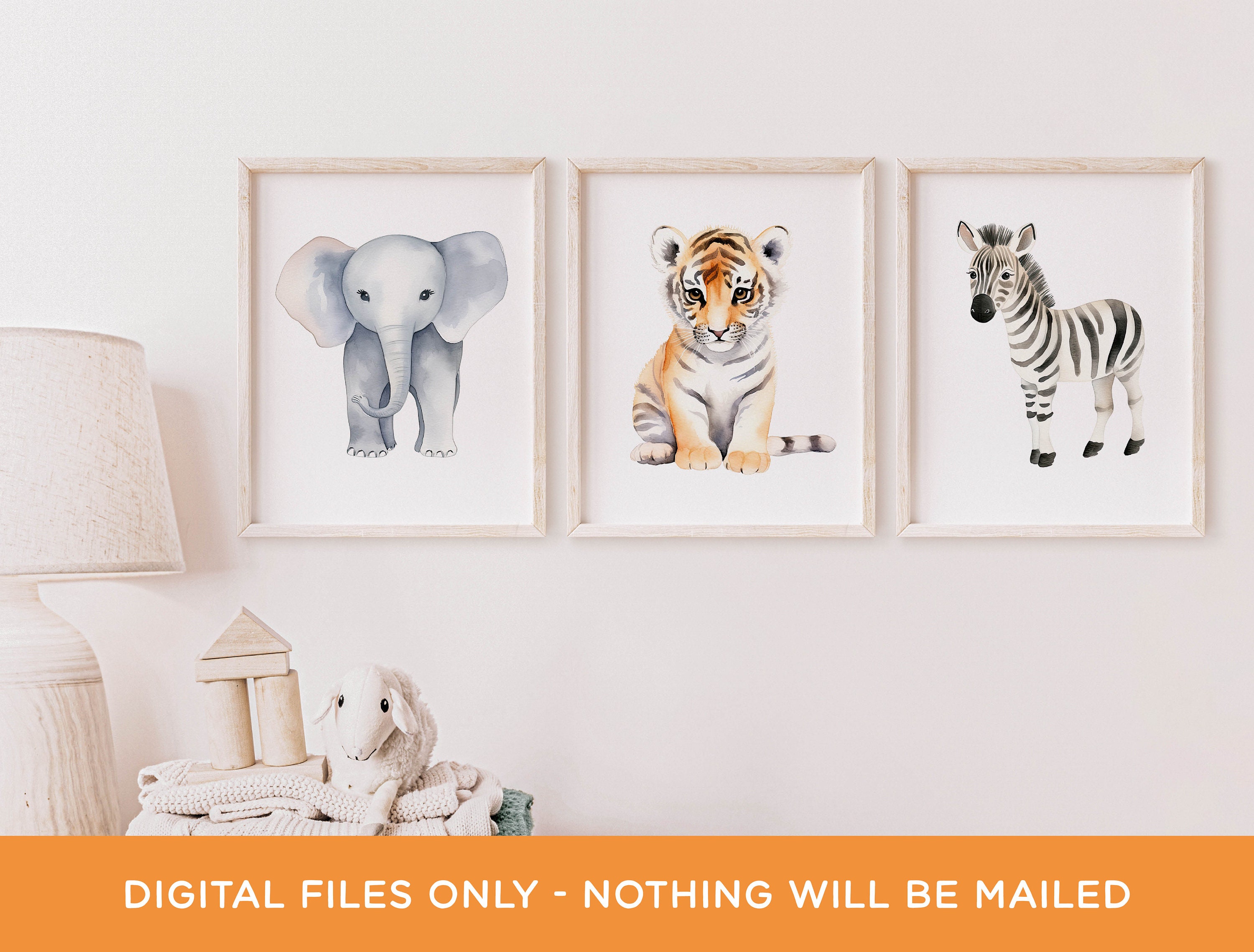 Safari Clipart Bundle, Watercolor Baby Jungle Zoo Animals Tropical ...