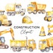 Construction Clipart Bundle, Vehicles Watercolor Digger Excavator Dump ...