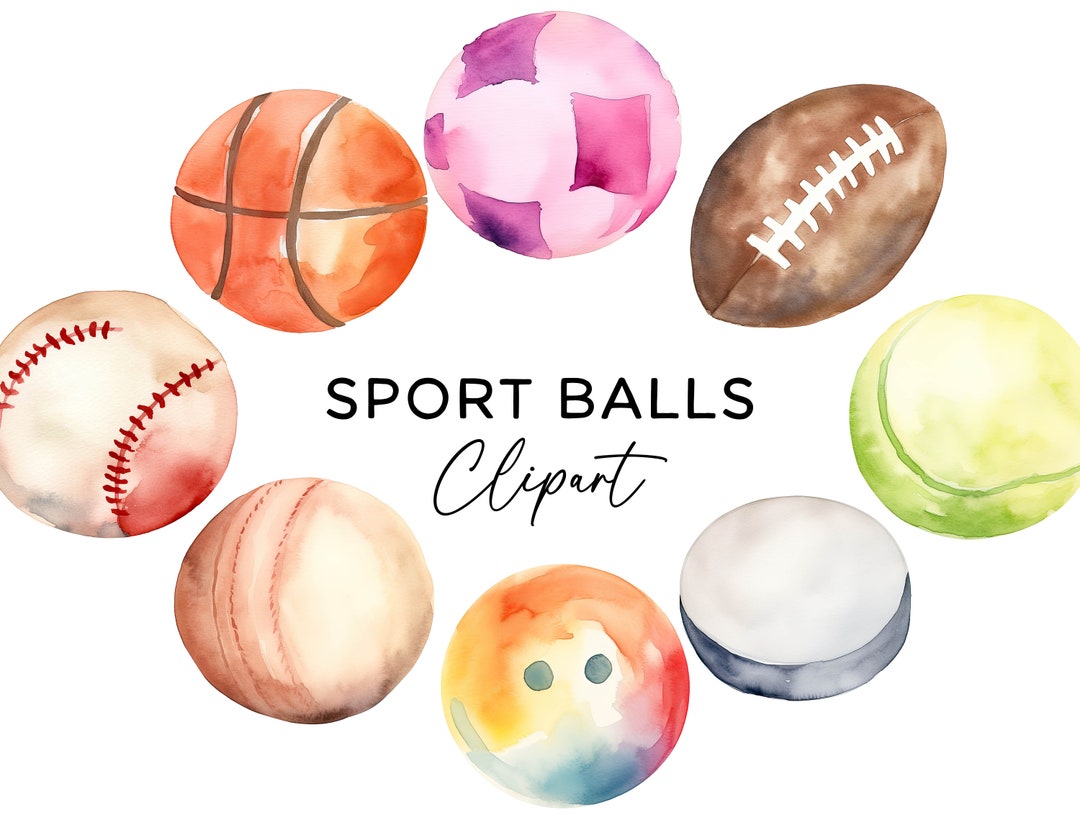 Balls Clipart Bundle: Watercolor Sports PNG Sublimation Digital ...
