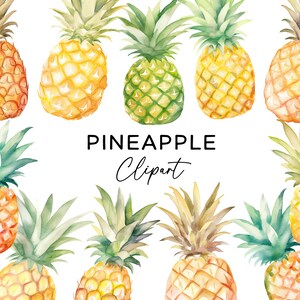Pineapple Clipart Bundle, Watercolor Tropical Fruit PNG Hand Painted ...