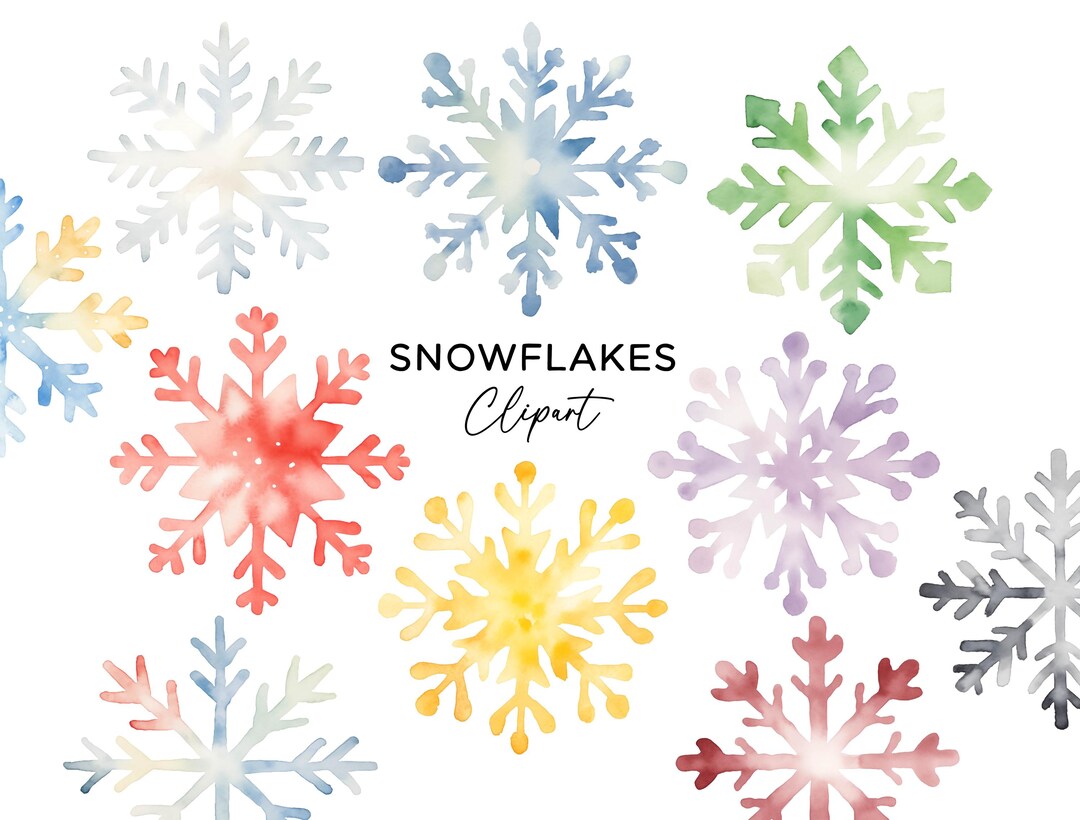 Snowflake Clipart Bundle, PNG Graphics Digital Download Watercolor ...