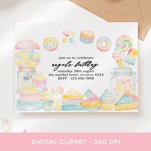 Sweets Clipart Bundle, PNG Digital Download Watercolor Rainbow Sweets ...