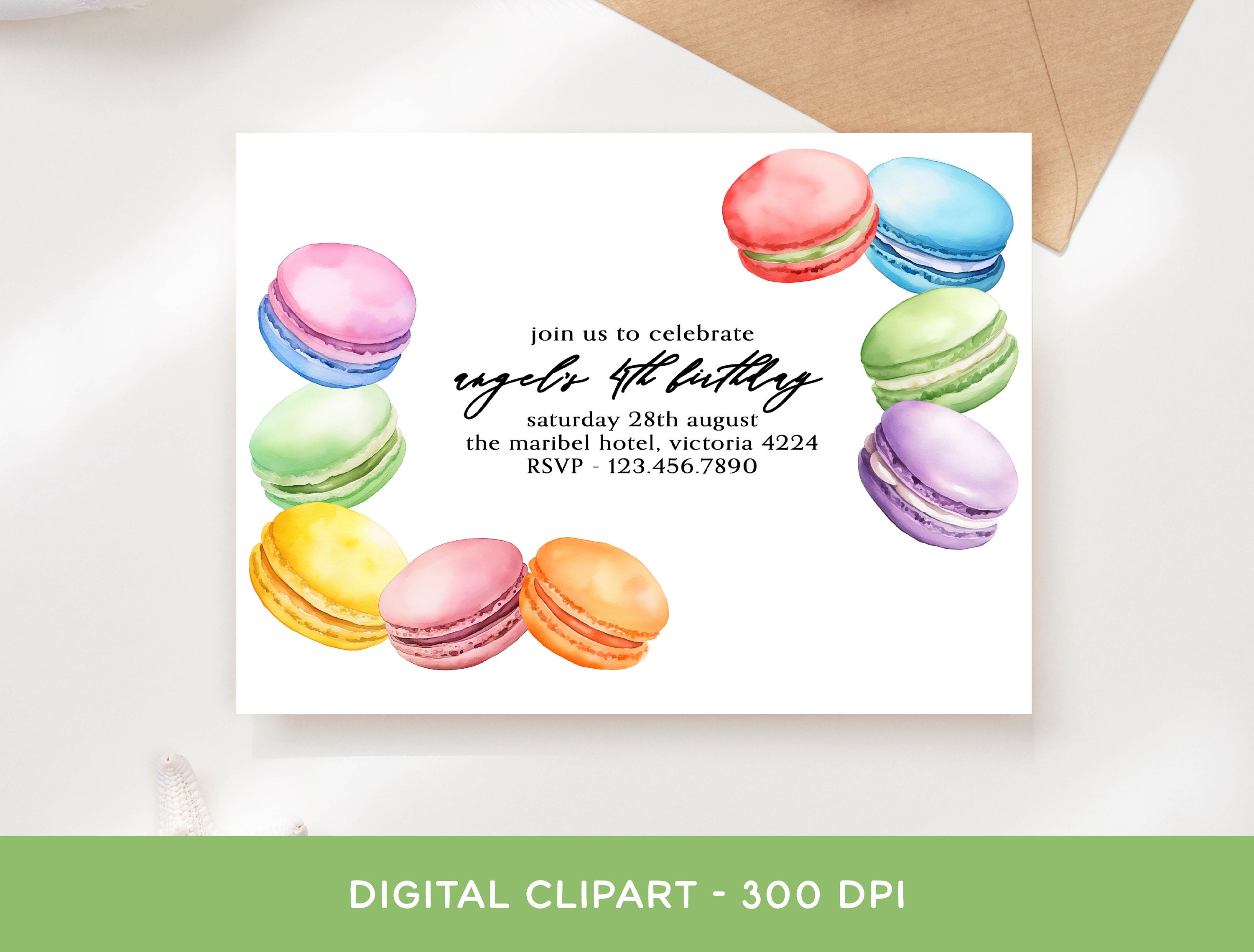 Macaron Clipart Bundle Set, Watercolor Macarons PNG, Sublimation ...