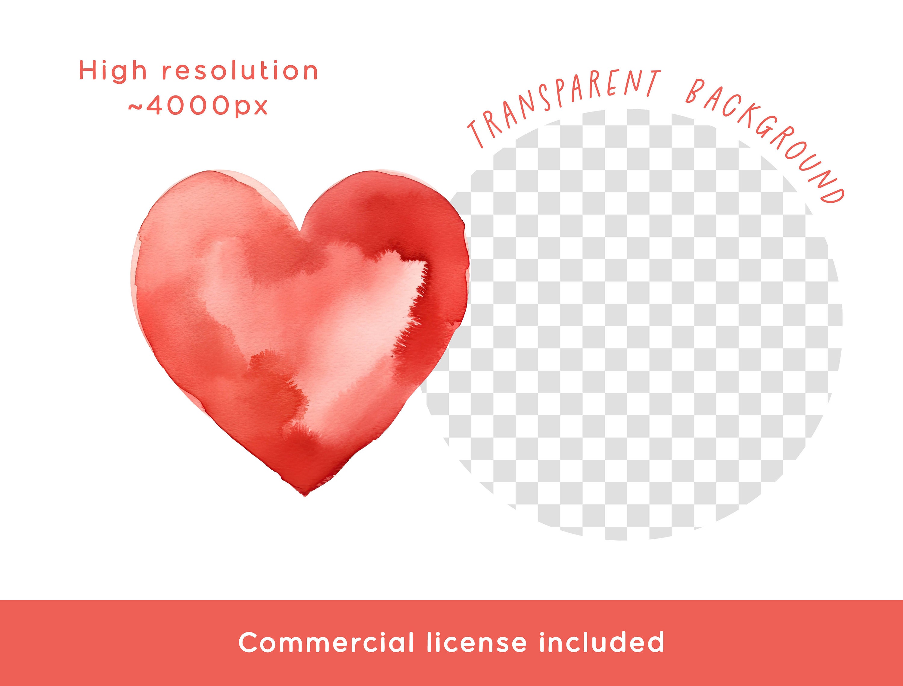 Hearts Clipart Bundle, Watercolor Valentines Day Illustrations ...