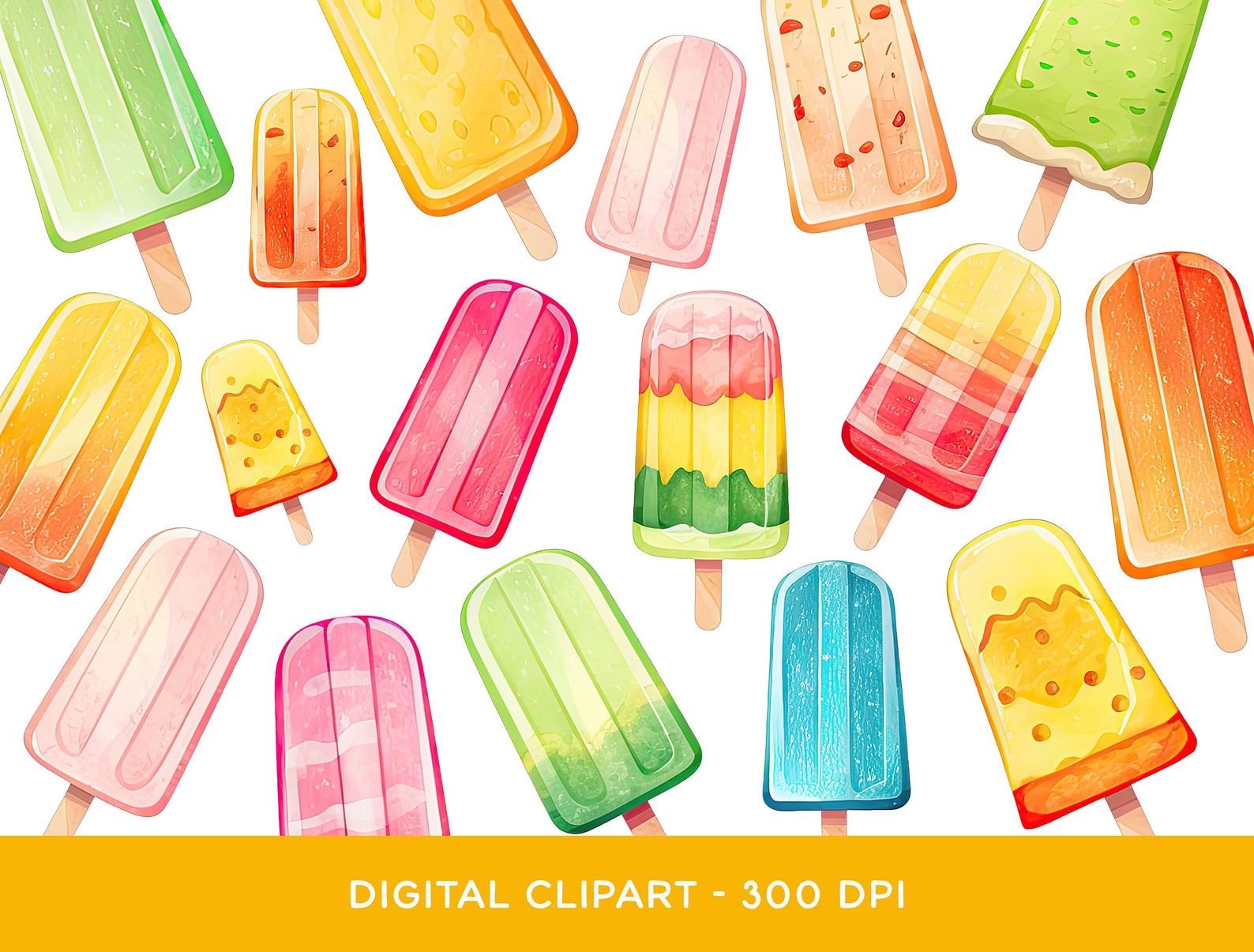 Popsicle Clipart Bundle, Rainbow Icy Poles PNG Commercial Use Colorful ...