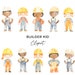 Builder Kid Clipart Bundle, Construction Worker Children Boys Girls PNG ...