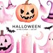 Halloween Clipart Bundle, Cute Pumpkin Jack-o-lantern Pink Purple ...