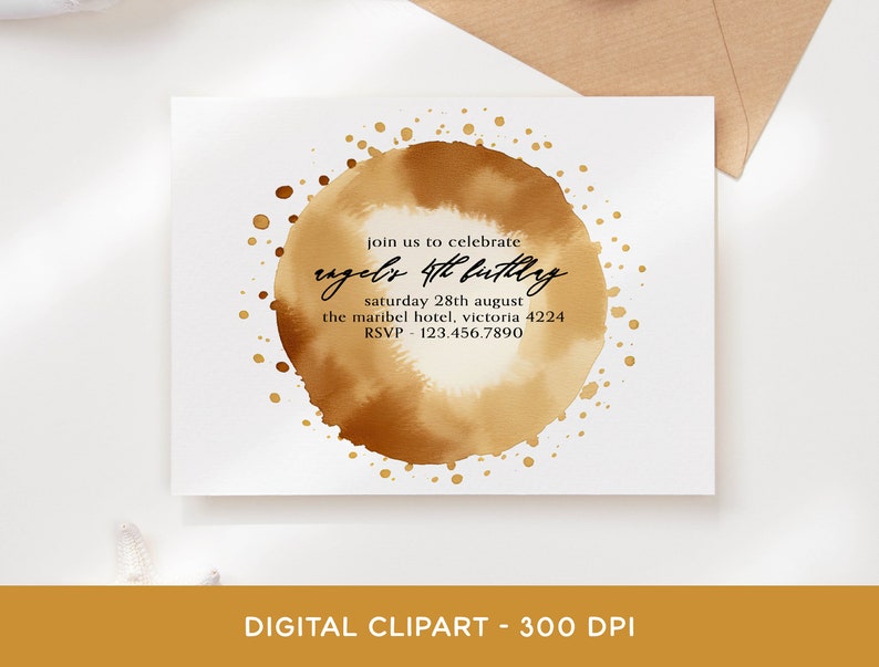 Brush Stroke Clipart Bundle, Watercolor Brown Cream Beige Gold Splodge ...