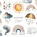 Weather Clipart Bundle, Watercolor Sun Clouds Rainbow Storm Summer ...