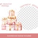 Presents Clipart Bundle, Pastel Pink & Gold Gift Boxes, PNG Commercial ...