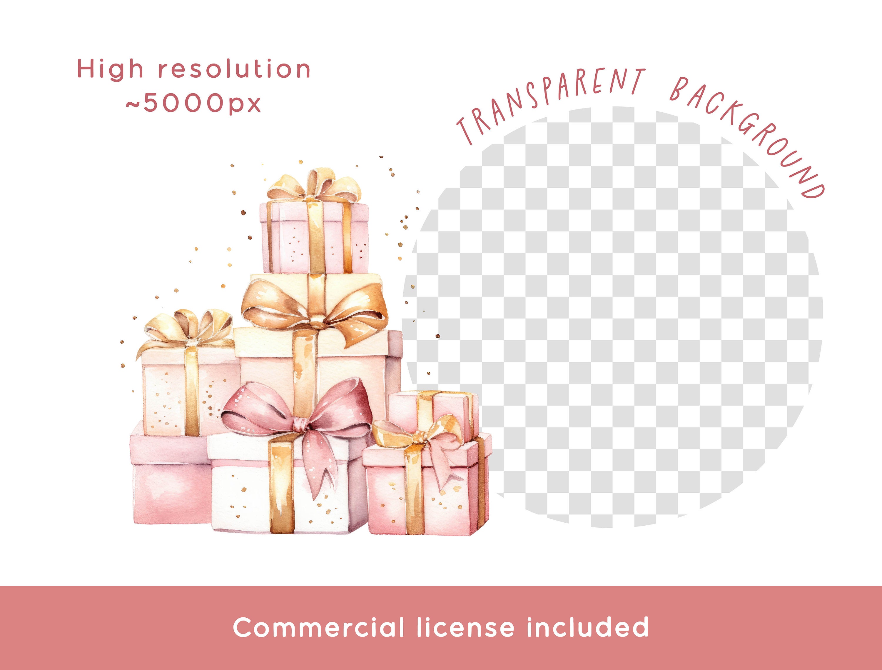 Presents Clipart Bundle Pastel Pink & Gold Gift Boxes PNG - Etsy Australia