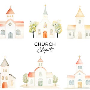 Church Clipart Bundle, PNG Graphics Digital Download Watercolor ...