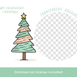 Christmas Tree Clipart Bundle Set, Cute Cartoon Xmas Trees Pastel ...