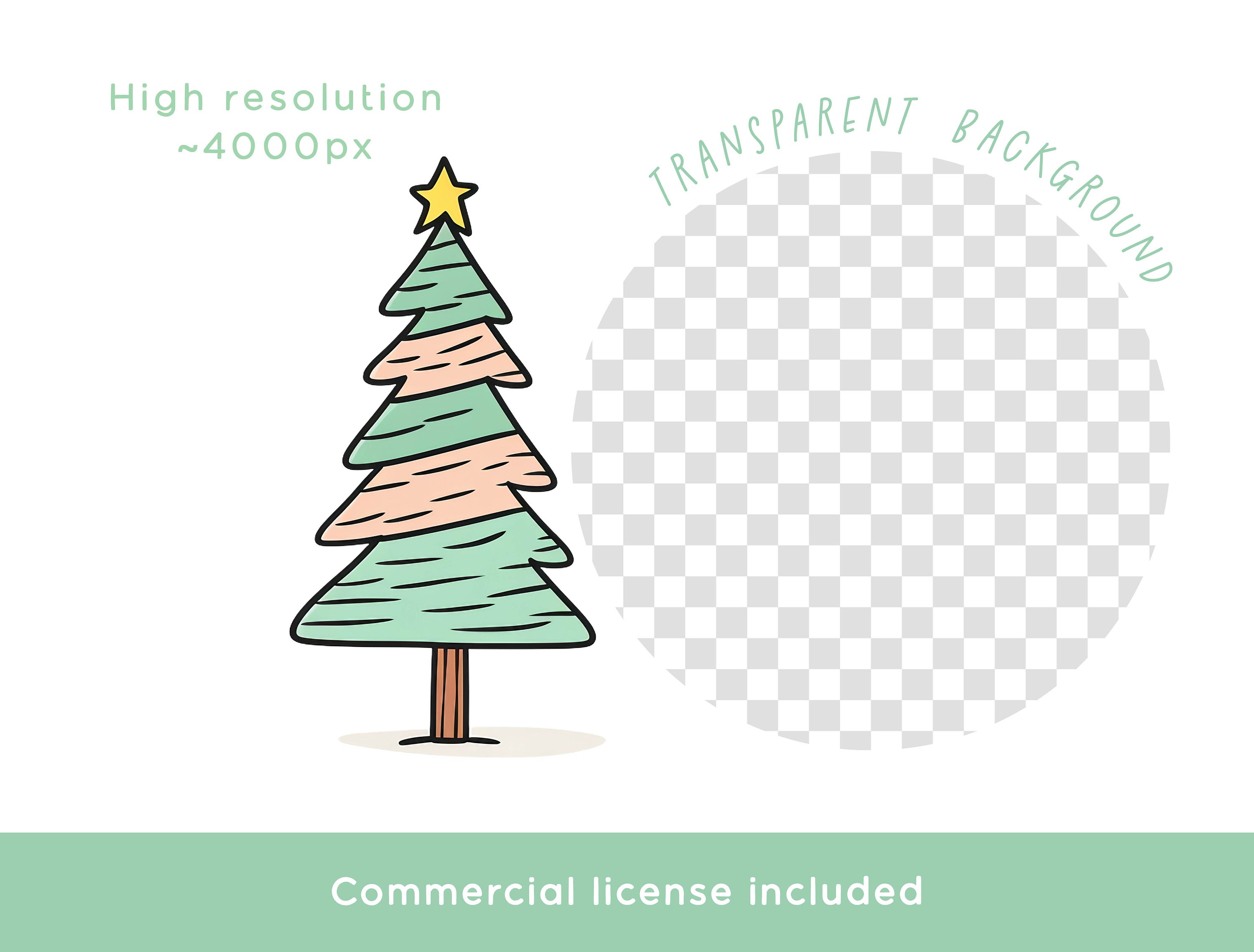 Christmas Tree Clipart Bundle Set, Cute Cartoon Xmas Trees Pastel ...