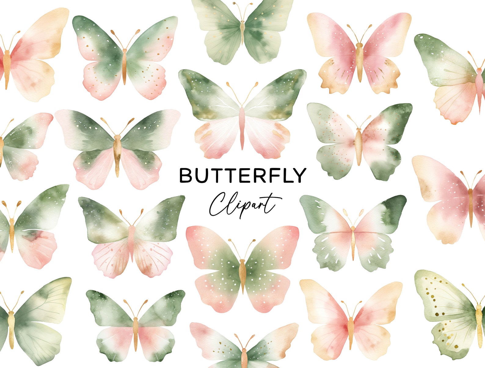 Watercolor Butterfly Clipart Bundle, PNG Sublimation Graphics Digital ...