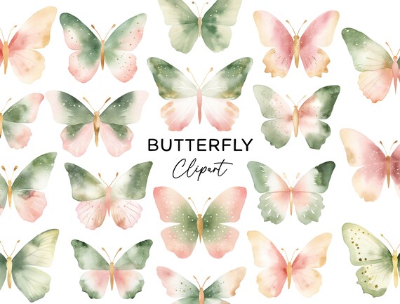 Green And Pink Butterfly Clipart