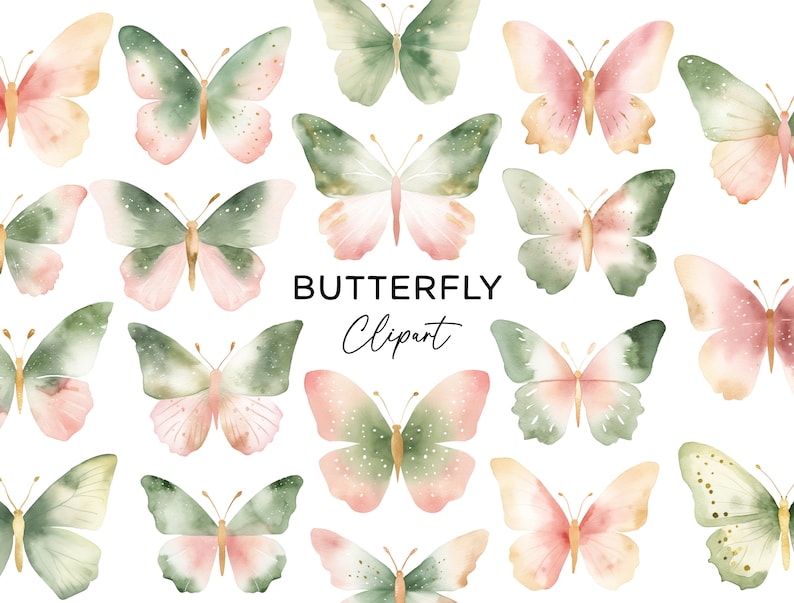 Watercolor Butterfly Clipart Bundle, PNG Sublimation Graphics Digital ...