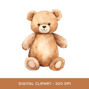 Teddy Bear Clipart Bundle - Watercolor Cuddly Brown Soft Toy PNG ...