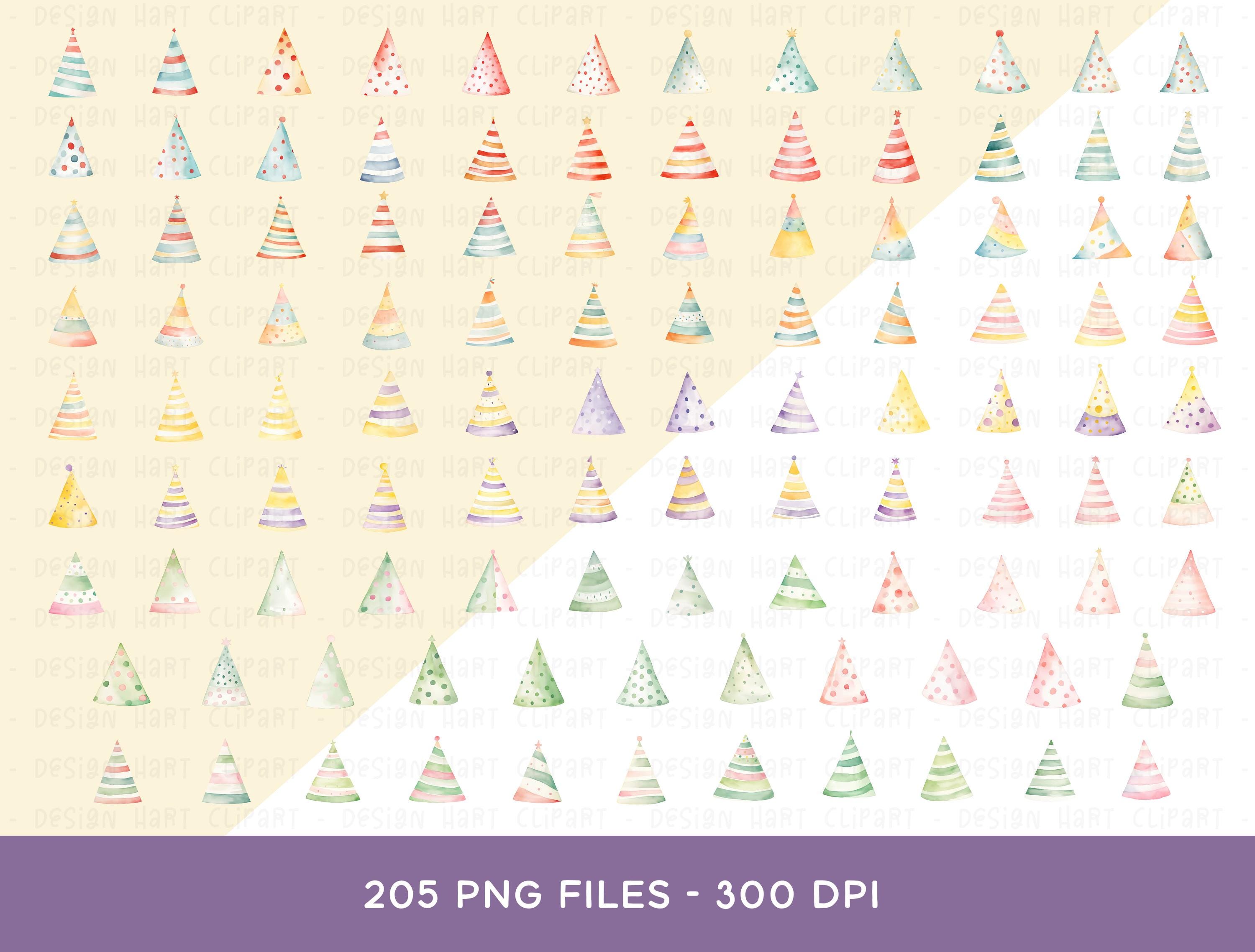 Party Hats Clipart Bundle, PNG Graphics Digital Download Watercolor ...