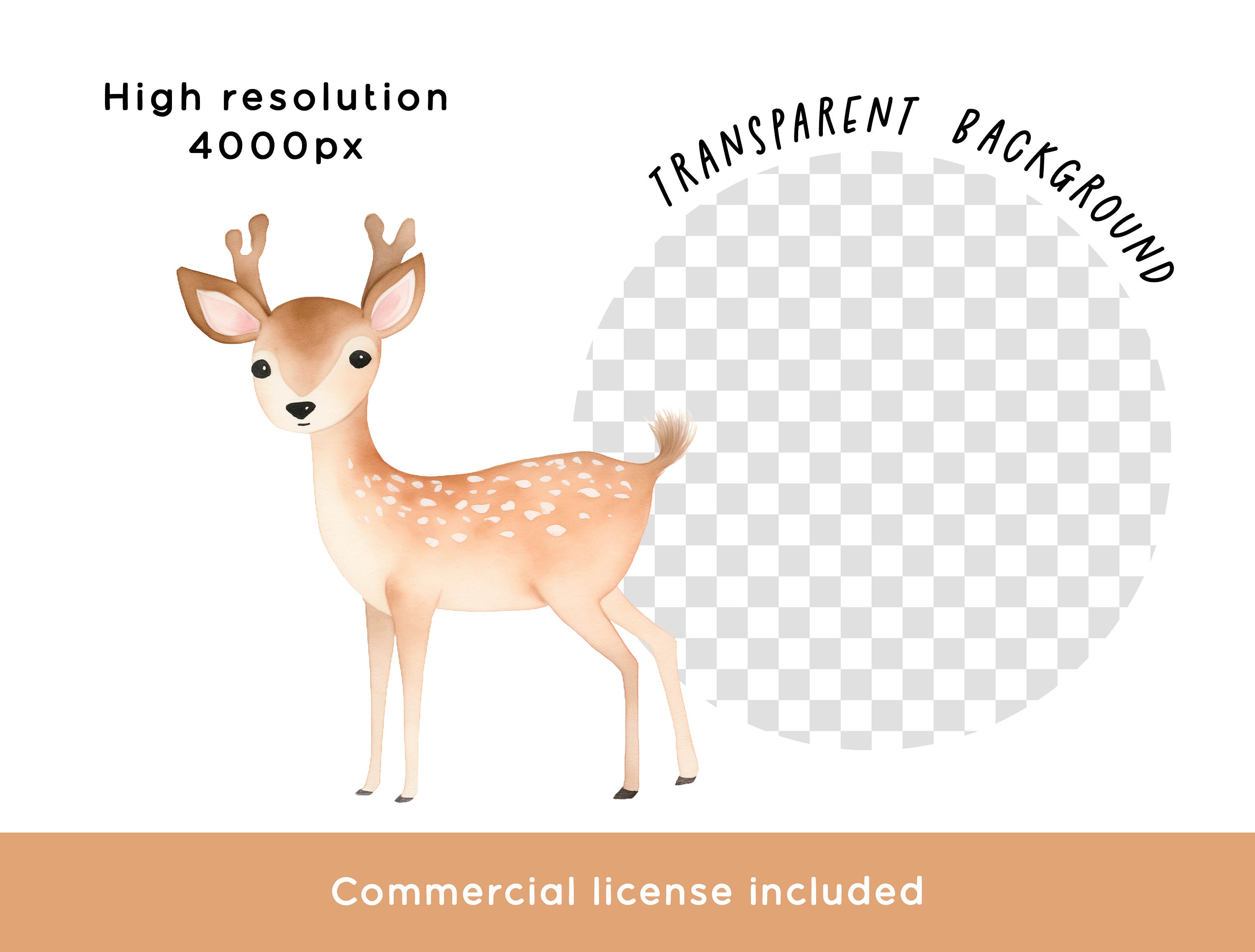 Watercolor Deer Clipart, Woodland Nursery Decor Printable Clipart for ...