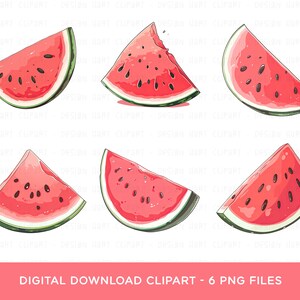 Watermelon Clipart Bundle, Watercolor Summer Fruit Slices PNG Clip Art ...