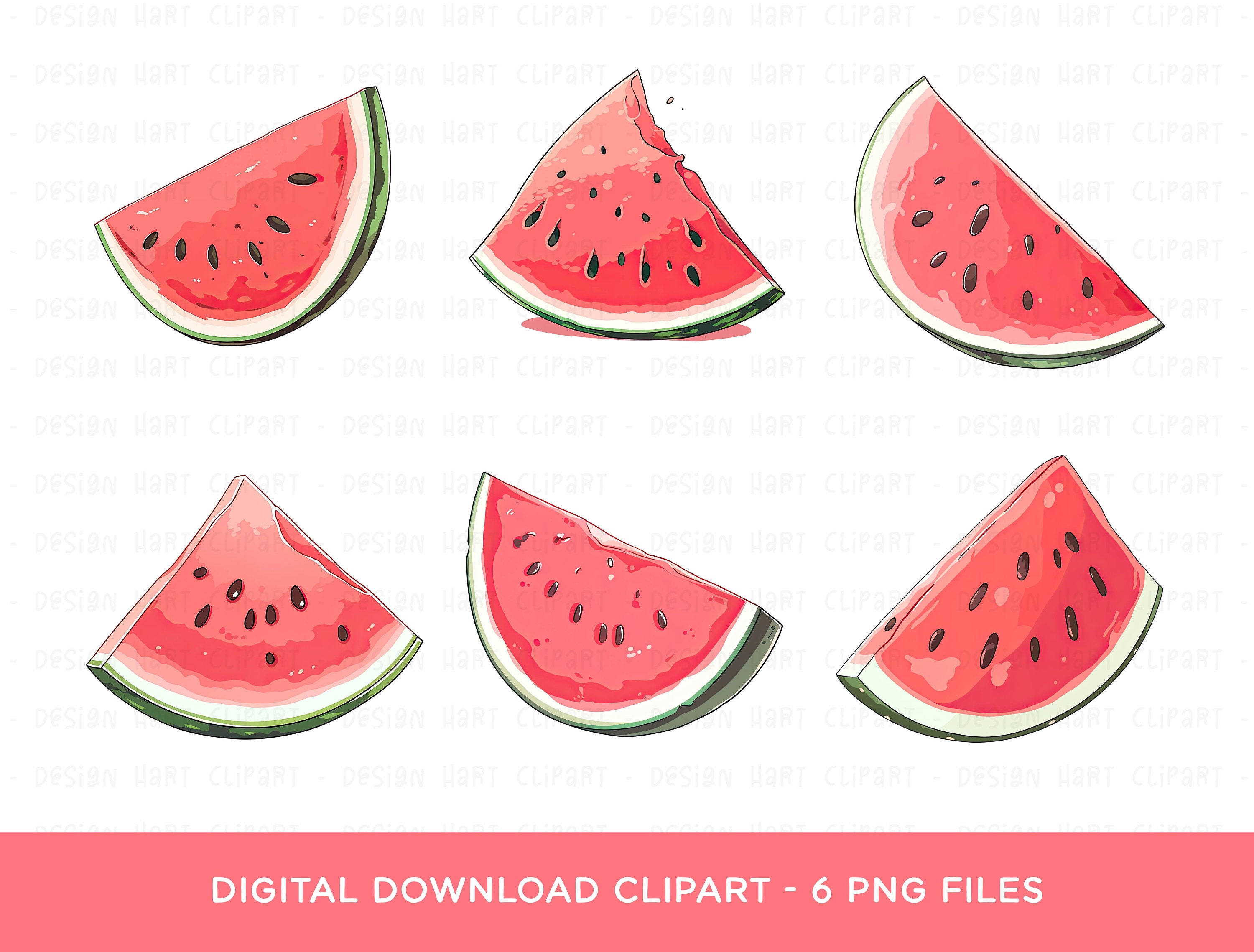 Watermelon Clipart Bundle, Watercolor Summer Fruit Slices PNG Clip Art ...