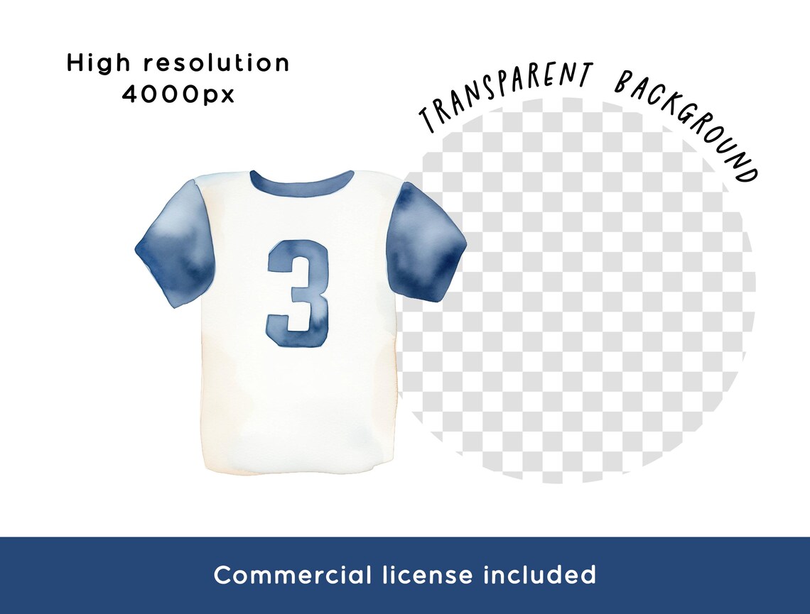 Football Clipart Bundle, PNG Graphics Digital Download Watercolor ...