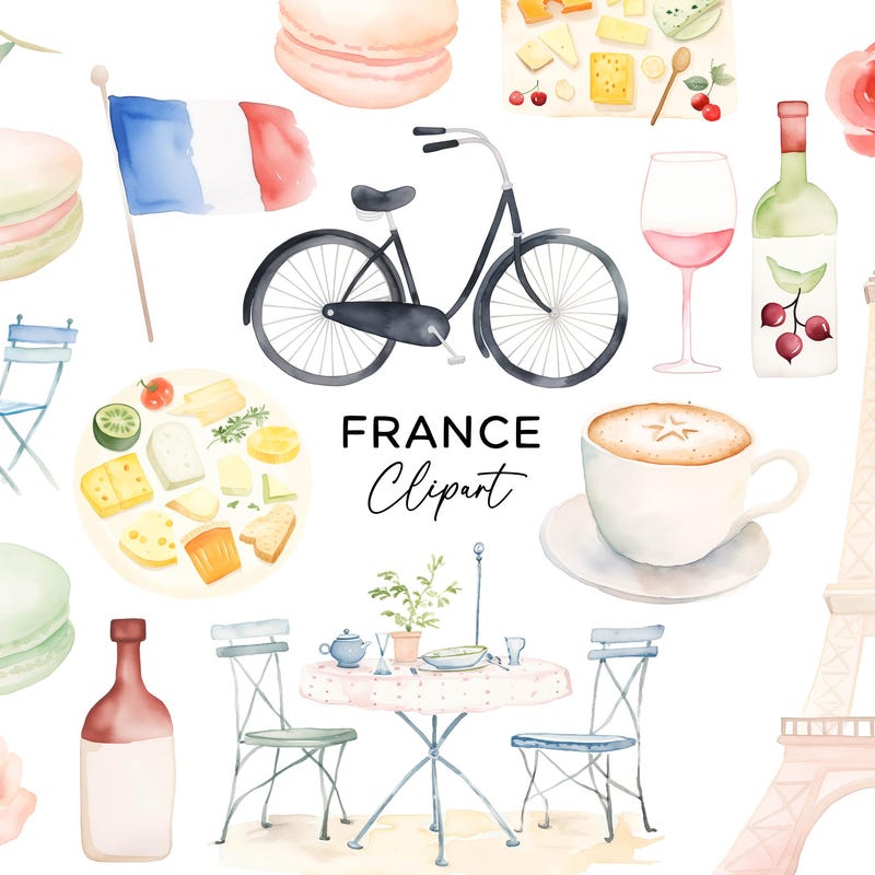Paris Watercolor Clipart - Etsy