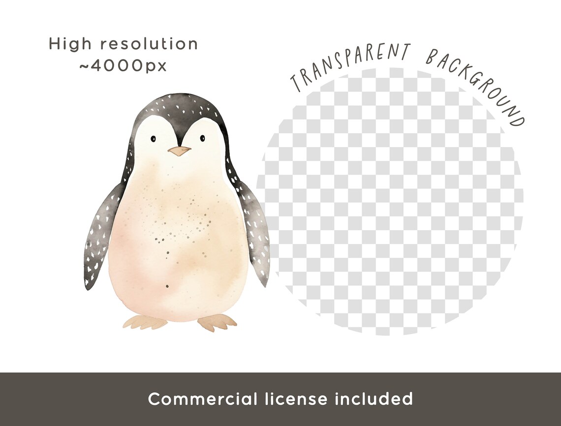 Penguins Clipart Bundle Set, Watercolor Pastel Boho Penguin PNG Digital ...