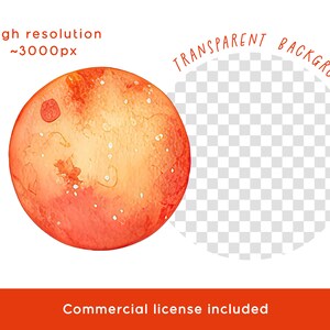 Watercolor Planets Clipart Bundle, Galaxy Space Graphics PNG Digital ...