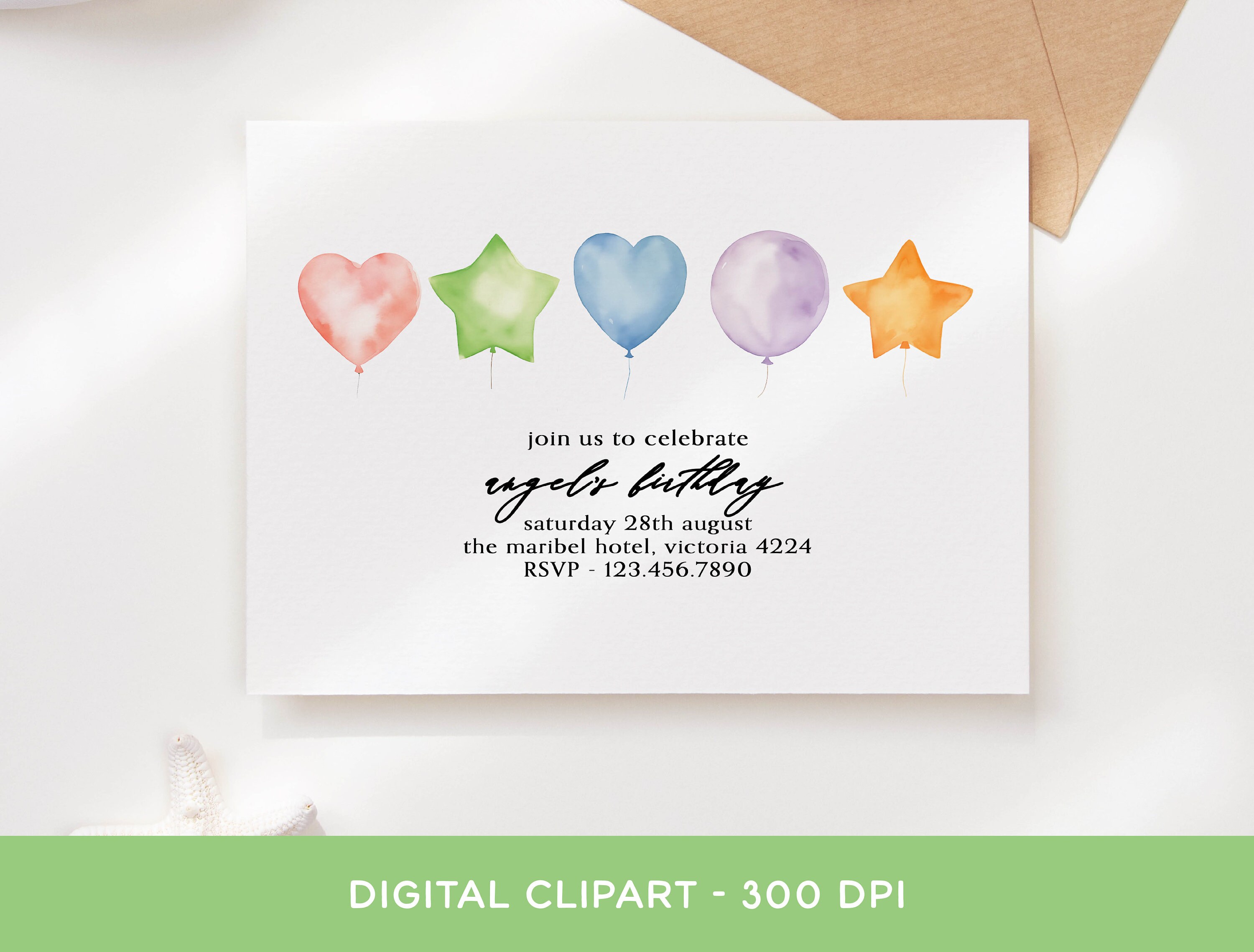 Balloon Clipart Bundle, Colorful Pastel Balloon Shapes Heart Star for ...