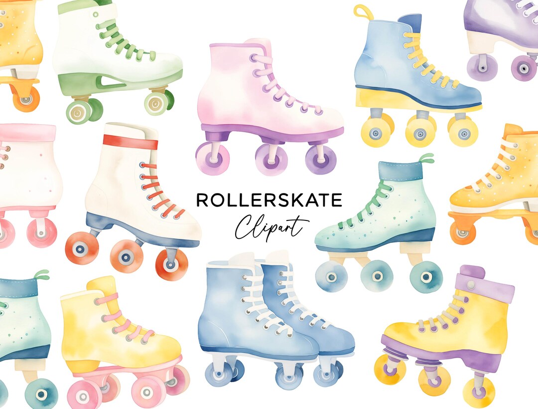 Rollerskates Clipart Bundle, 90s Retro Skates Groovy PNG Graphics ...