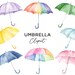 Umbrellas Clipart Bundle, Watercolor Brollies Rain Winter Graphics PNG ...