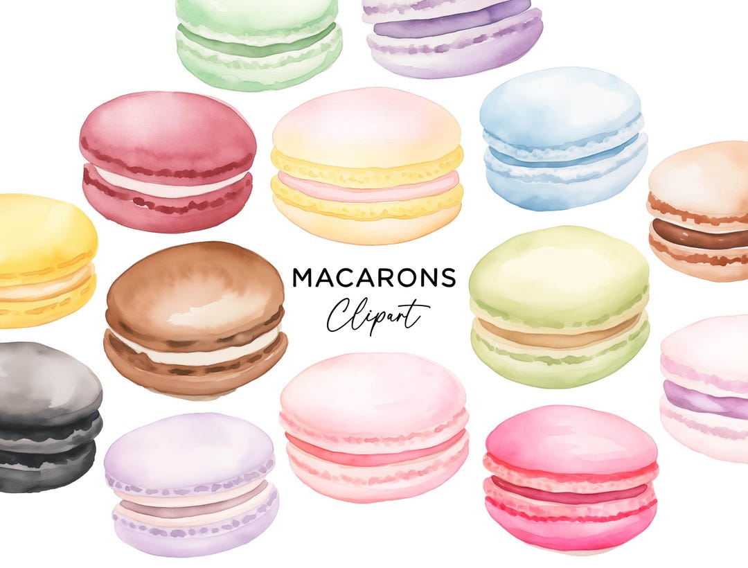Macaron Clipart Bundle Set, Watercolor Macarons PNG, Sublimation ...