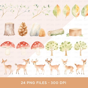 Watercolor Deer Clipart, Woodland Nursery Decor Printable Clipart for ...
