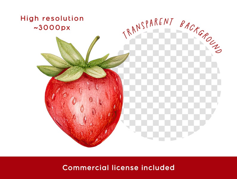 Strawberry Clipart Bundle, Watercolor Red Berries Fruits PNG ...
