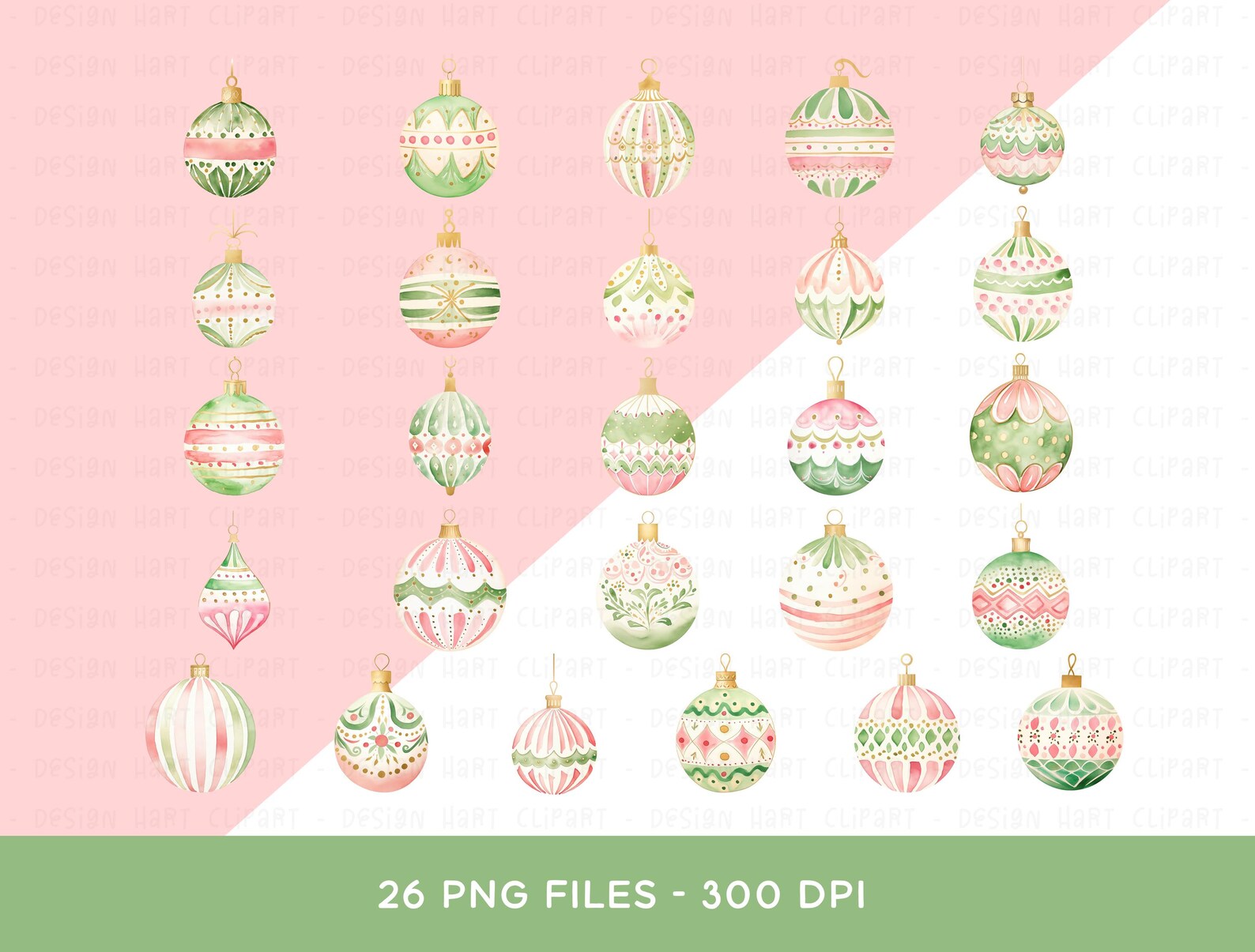 Christmas Baubles Clipart Bundle, PNG Graphics Digital Download ...