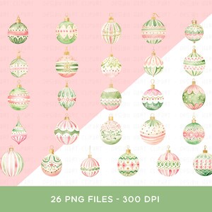 Christmas Baubles Clipart Bundle, PNG Graphics Digital Download ...