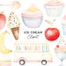 Ice Cream Clipart Bundle, PNG Digital Download Watercolor Ice Cream ...