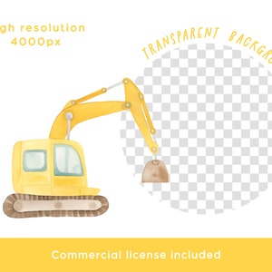 Builder Clipart Bundle, Construction Vehicles PNG Watercolor Digger ...