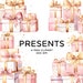 Presents Clipart Bundle, Pastel Pink & Gold Gift Boxes, PNG Commercial ...