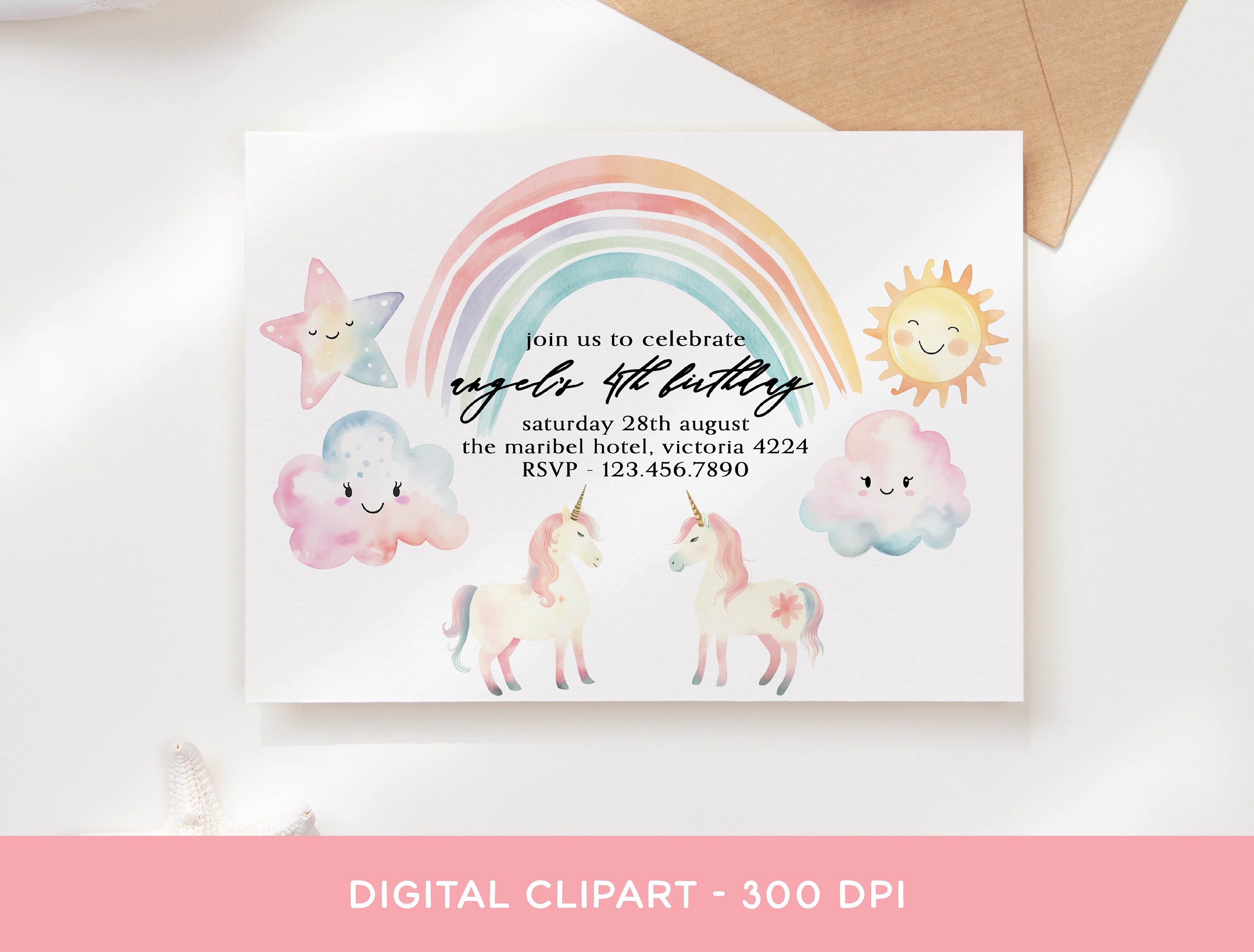 Unicorn Clipart Bundle Watercolor Magical Pastel Rainbow Unicorns PNG ...