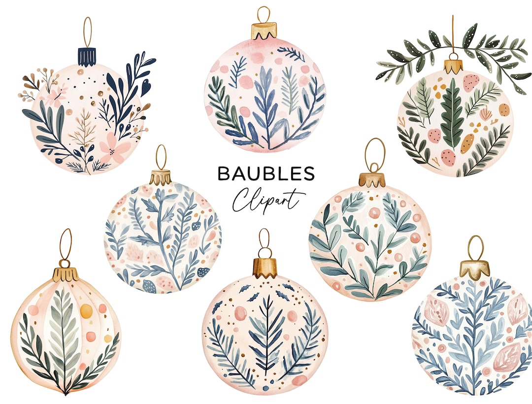 Christmas Baubles Clipart Bundle, PNG Graphics Digital Download ...