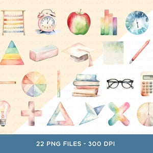 Maths Clipart Bundle, PNG Graphic Digital Download Watercolor ...