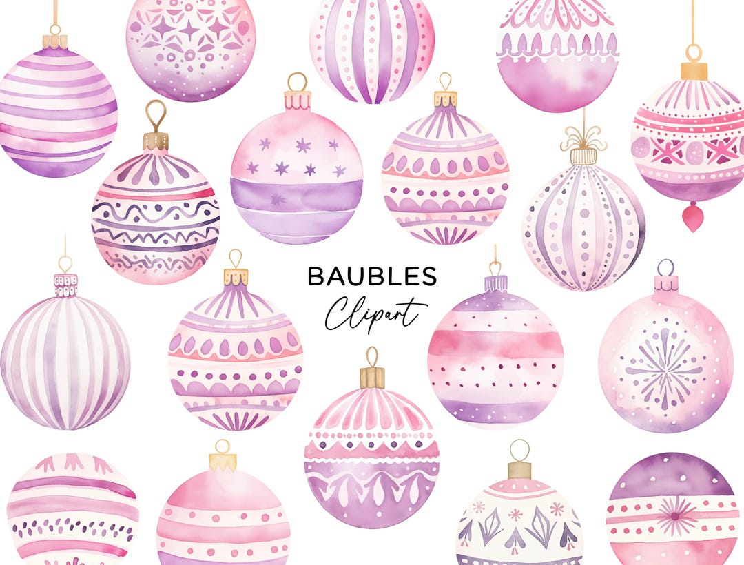 Christmas Baubles Clipart Bundle, PNG Graphics Digital Download ...