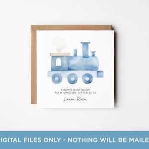 Train Clipart Bundle, PNG Download Watercolor Blue Vintage Classic ...